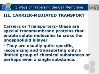Cell parts and functions transport across membranes | PPT