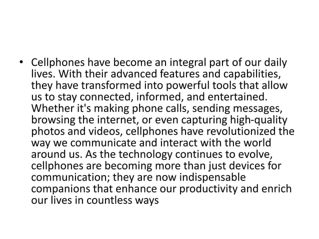 CELLPHONE A TECHNOLOGY THAT IS POWERFULL | PPT