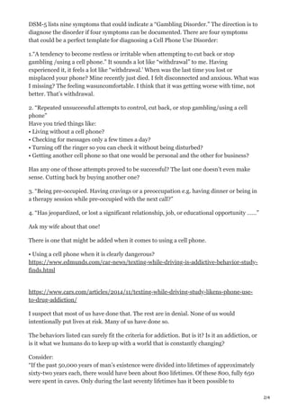 Cell phone addiction or adaptation | PDF | Substance Abuse | Diseases ...
