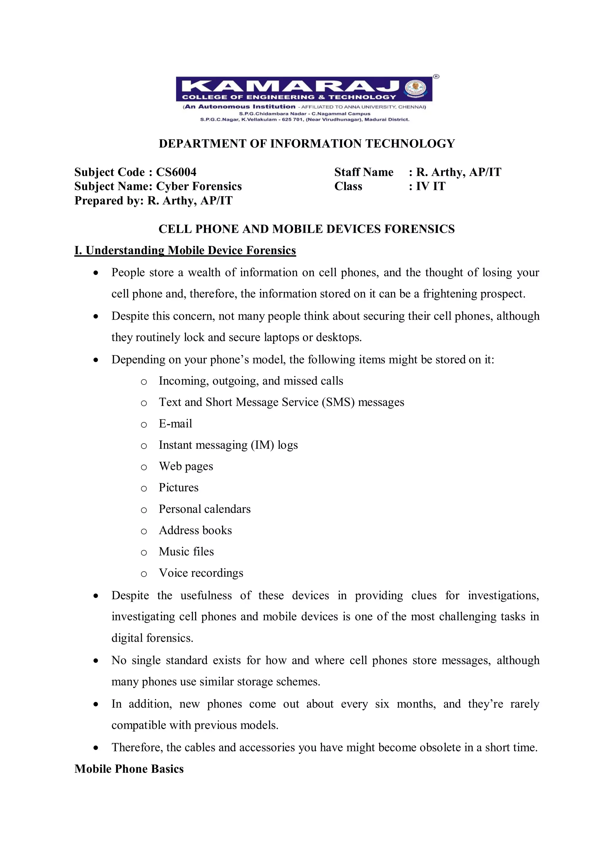 Cell Phone and Mobile Devices Forensics | PDF