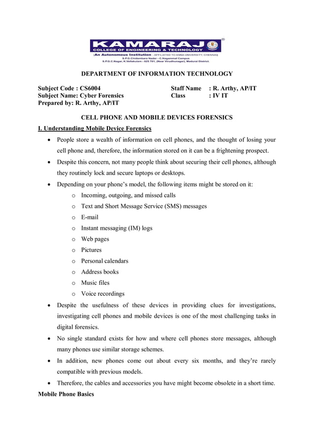 Cell Phone and Mobile Devices Forensics | PDF