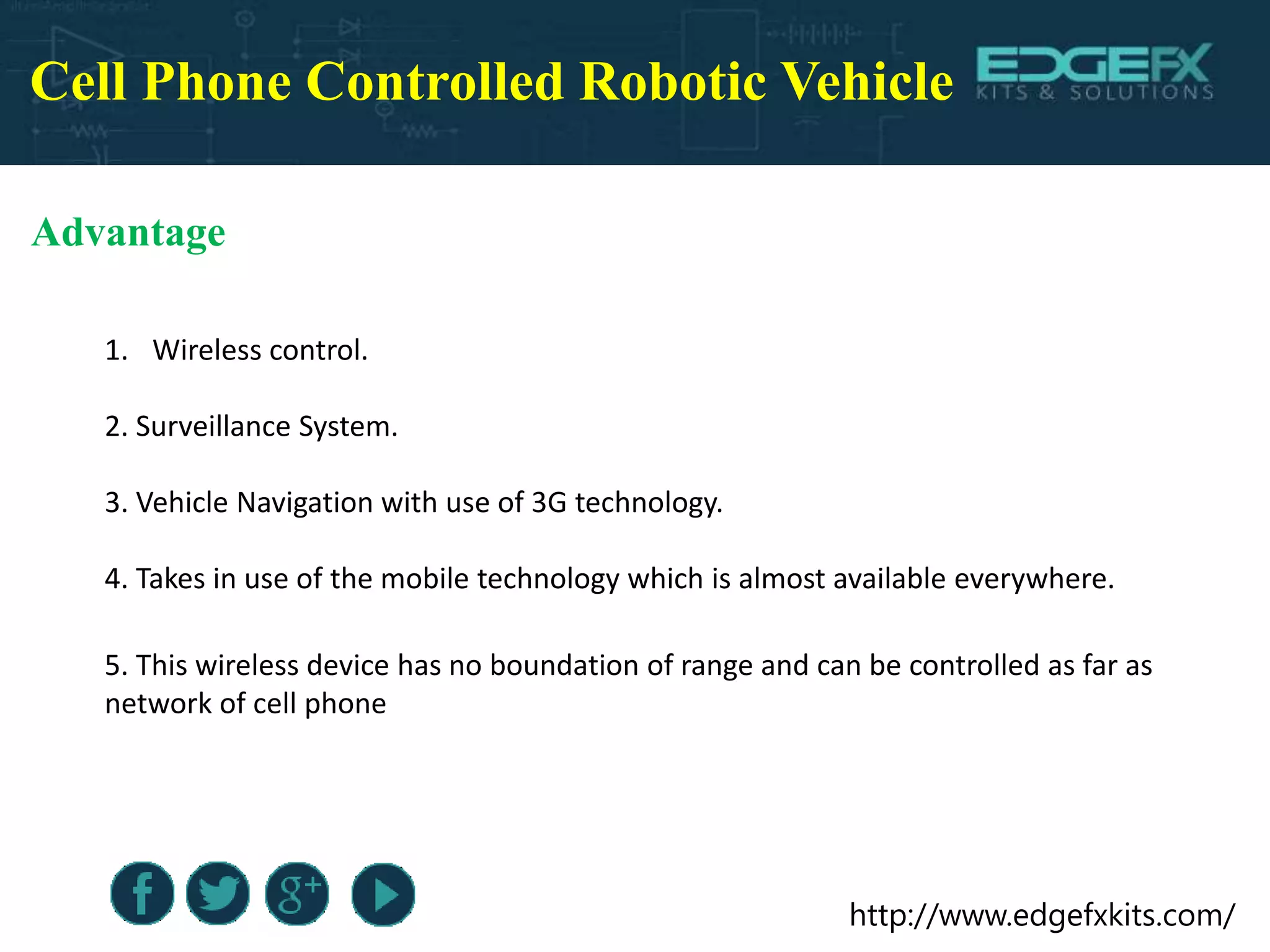 Cell Phone Controlled Robotic Vehicle | PPTX