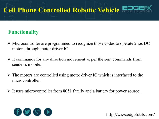 Cell Phone Controlled Robotic Vehicle | PPT
