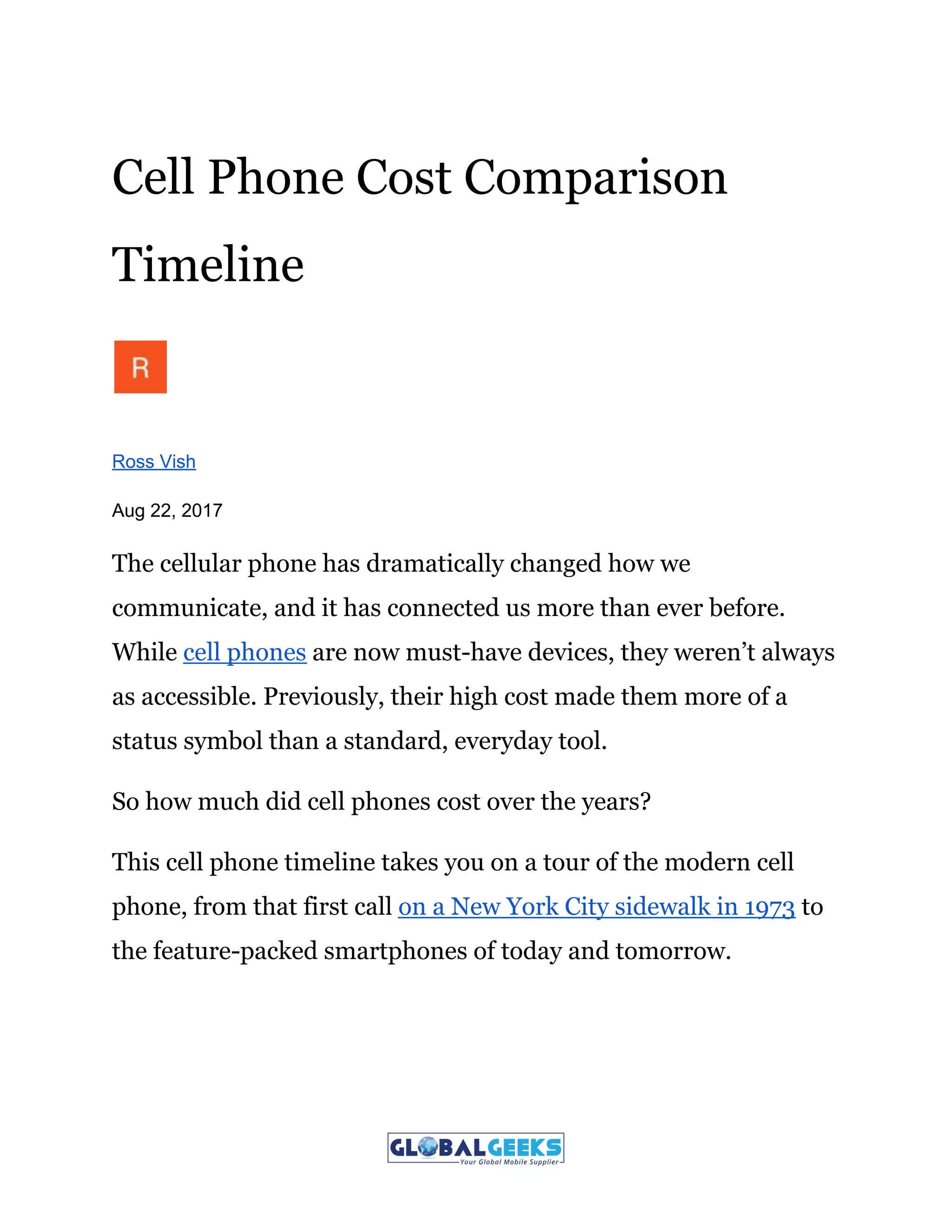 Cell phone cost comparison timeline | PDF