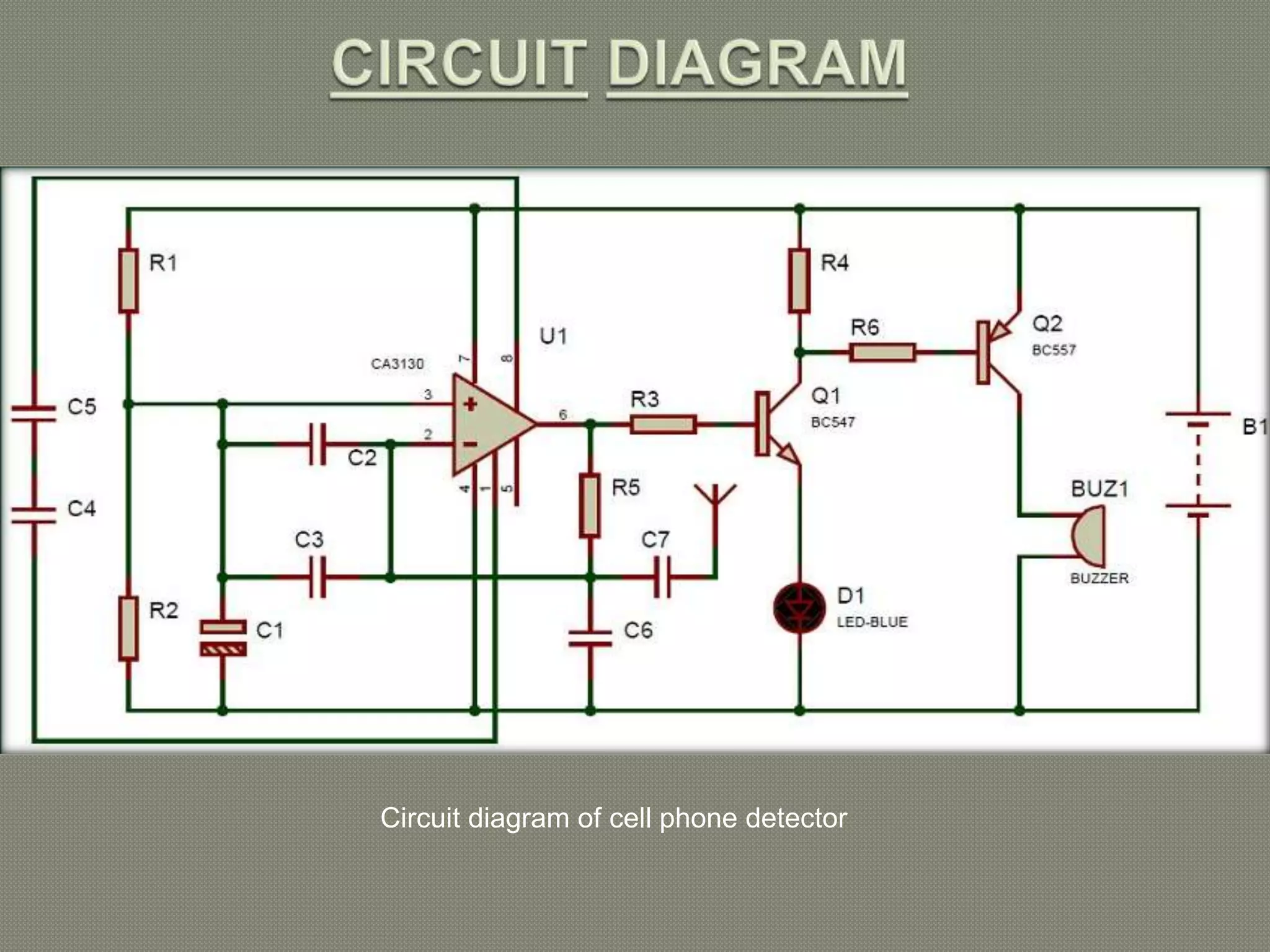 Cell phone detector ppt with circuit and block diagram | PPTX