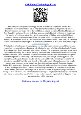 Cell Phone Essays | PDF