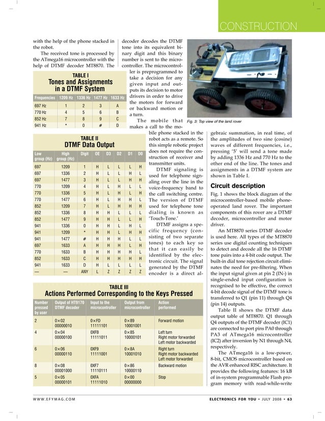Cellphone land rover using micro controller | PDF