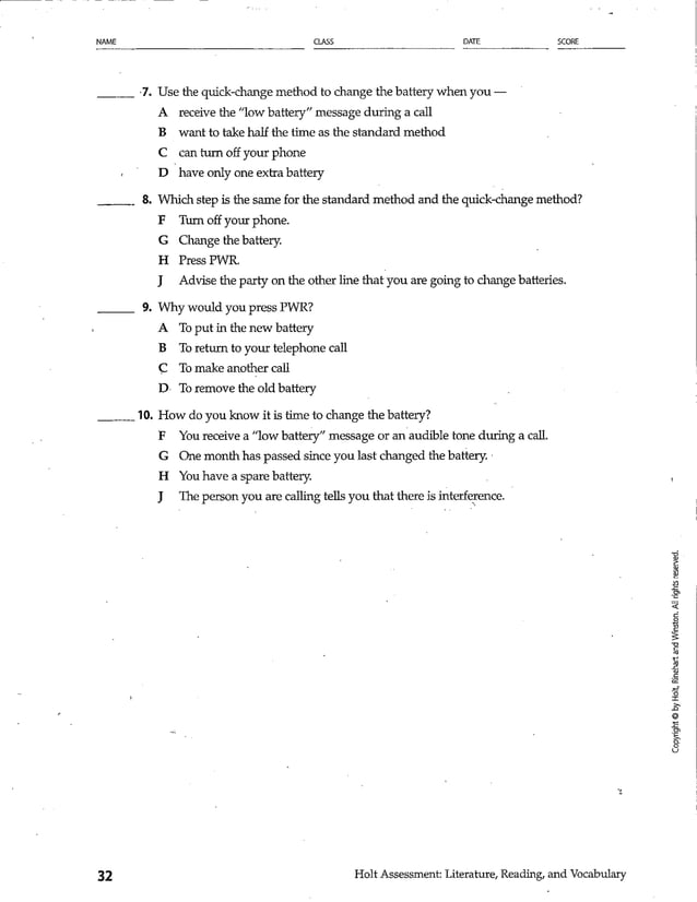 Cell phone multiple choice items | PDF