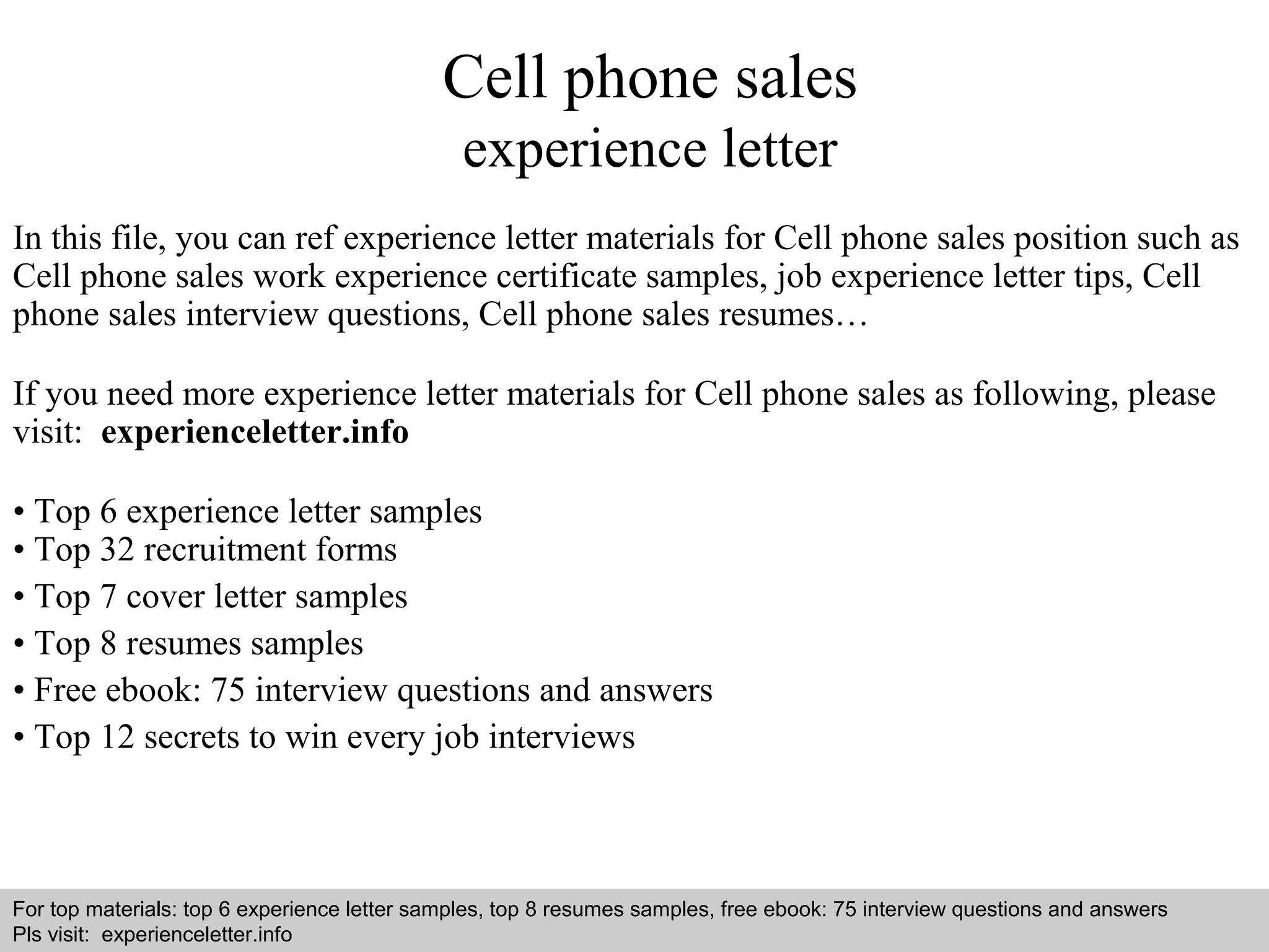 Cell phone sales experience letter | PPT | Resume Writing and Advice ...