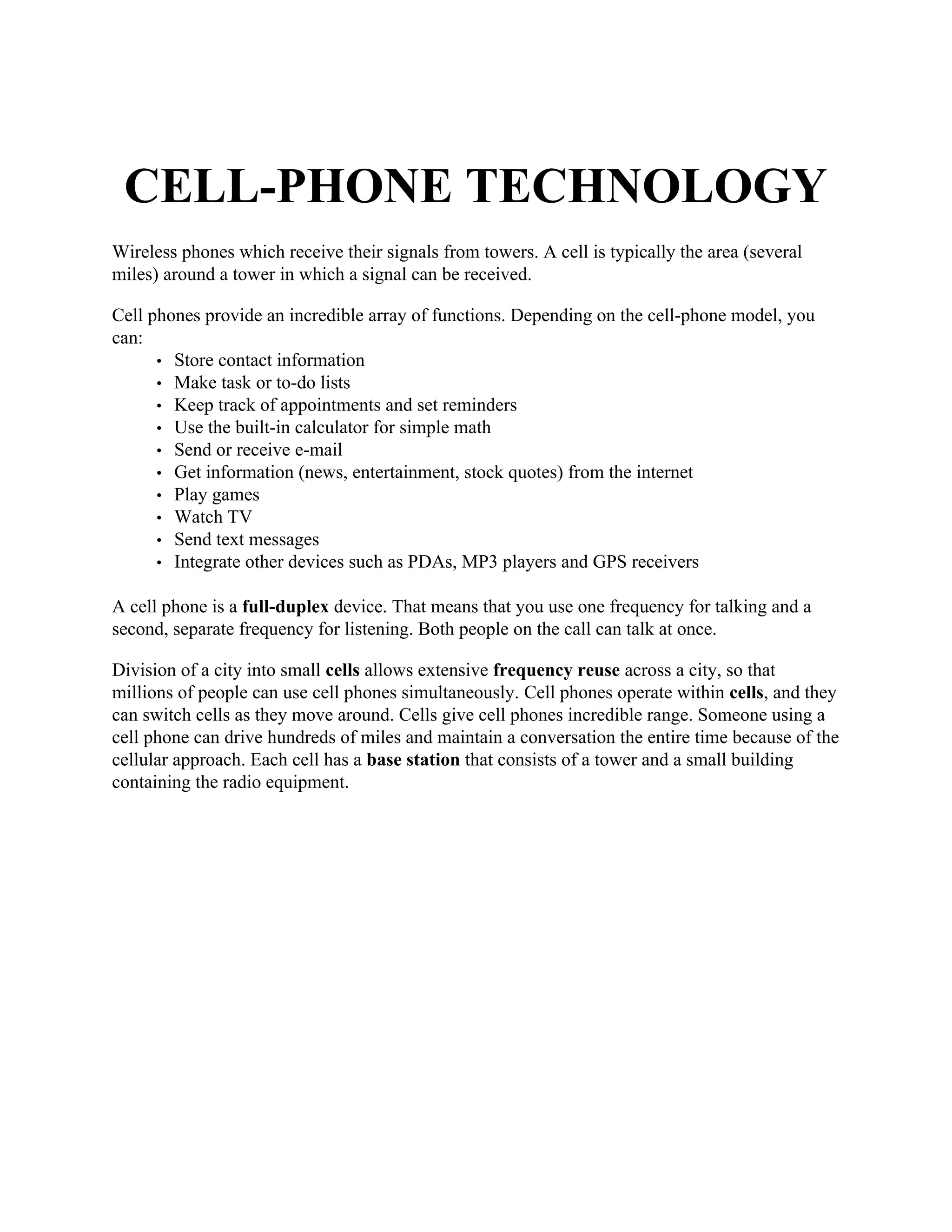 Cell phone technology | PDF