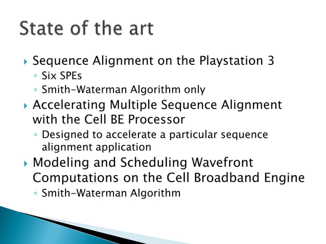 Cell Processor Based Sequence Alignment | PPTX | Computing | Technology & Computing