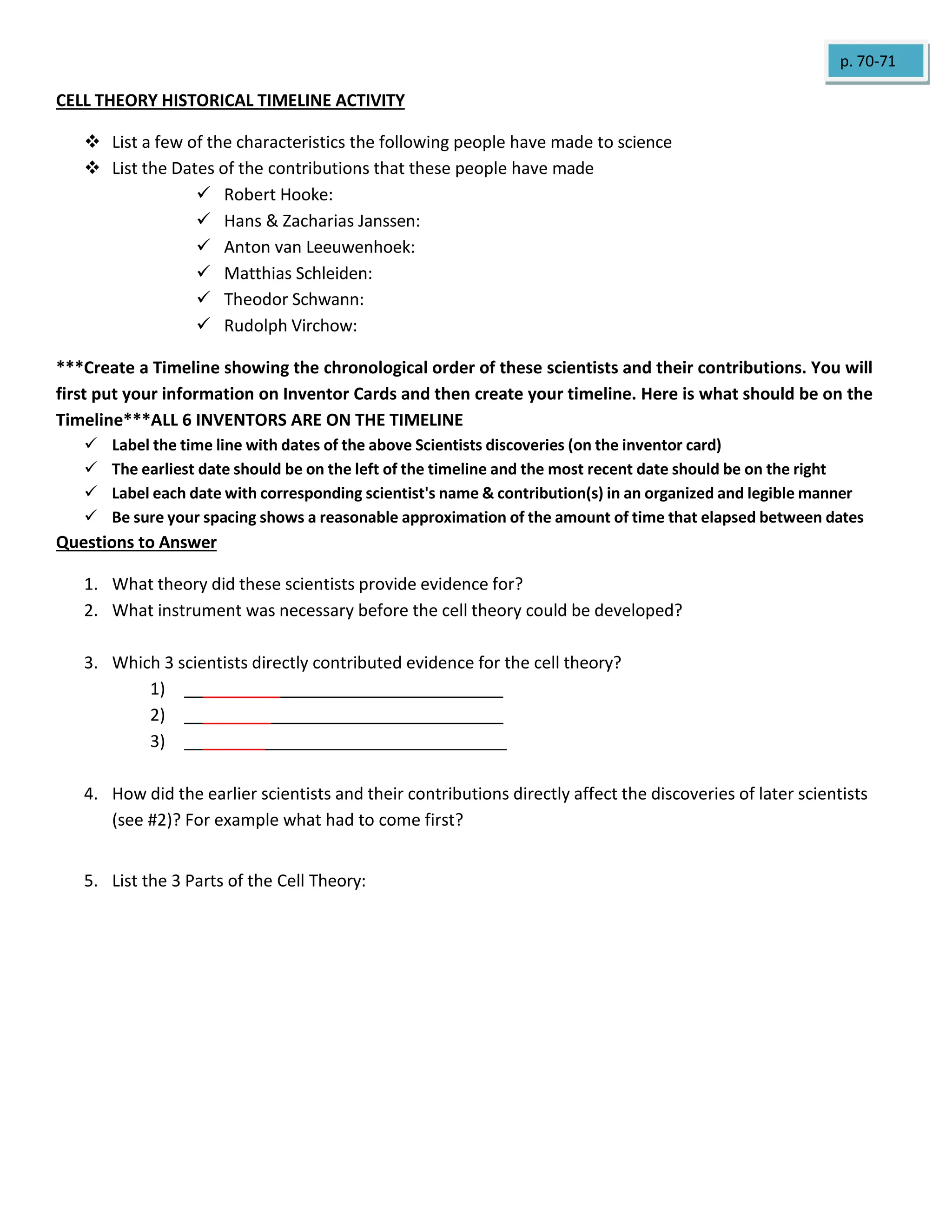 CELL THEORY QUIZ ABOUT THE ORIGIN OF THE CELL THEORY, SCIENTISTS ...