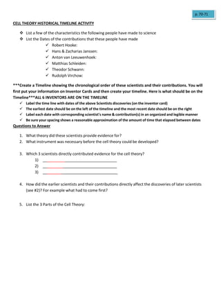 CELL THEORY QUIZ ABOUT THE ORIGIN OF THE CELL THEORY, SCIENTISTS ...