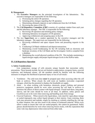 Cell respository guidelines | DOC