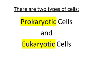 Cells: Cell Theory and Prokaryotic and Eukaryotic Cells.ppt