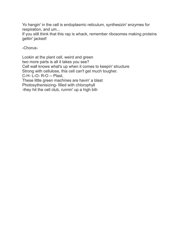 Cells songs-and-lyrics | PDF | Biological Sciences | Science