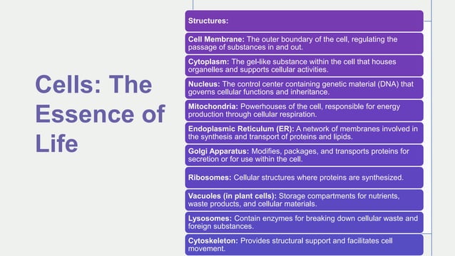 Cells (The basic unit of life) and Functions. pptx | PPTX