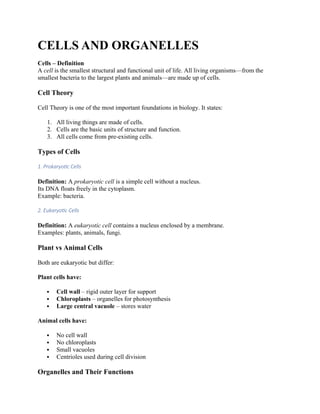CELLS AND ORGANELLES.docx. SCIENCE REVIEWER | DOCX