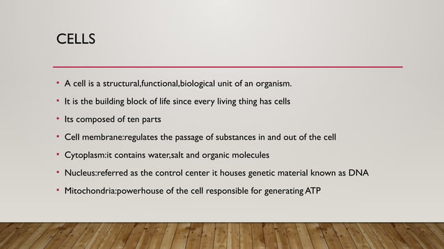 Information about cells parts and tissues | PPT