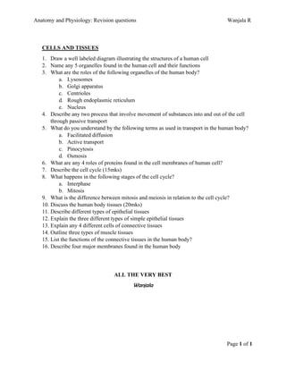 CELLS AND TISSUES Revision quizes, Wanjala.pdf