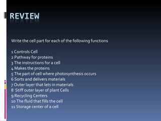 Cells Cell Parts | PPT