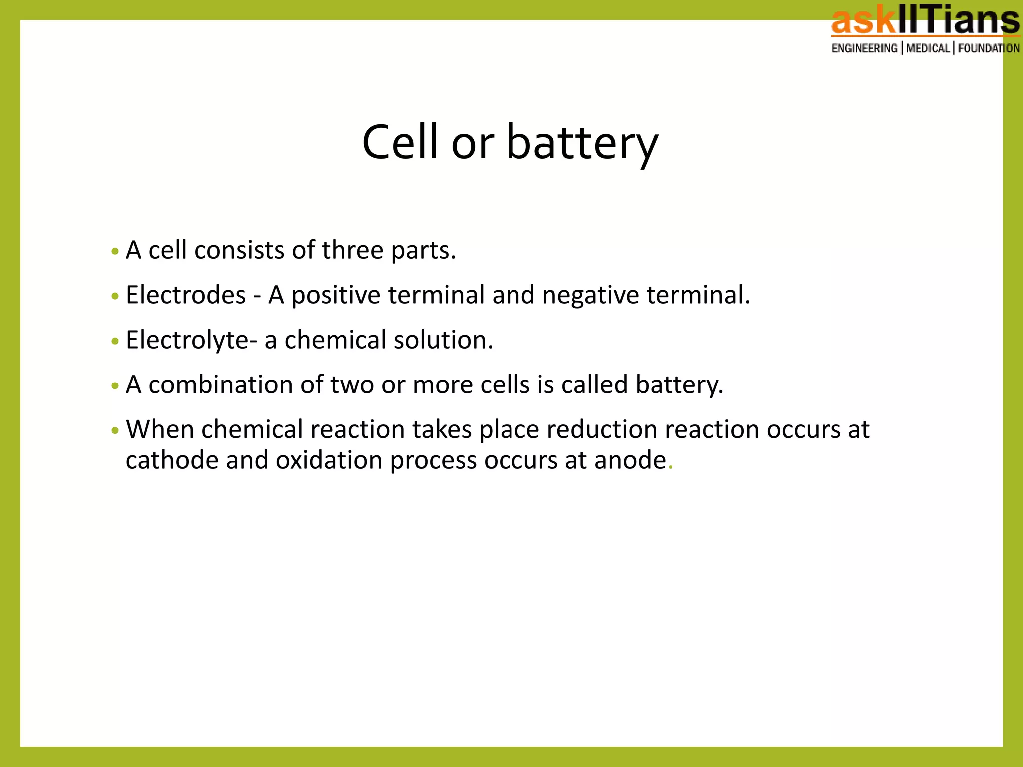 Cells, EMF, Internal Resistance | Physics | PPTX
