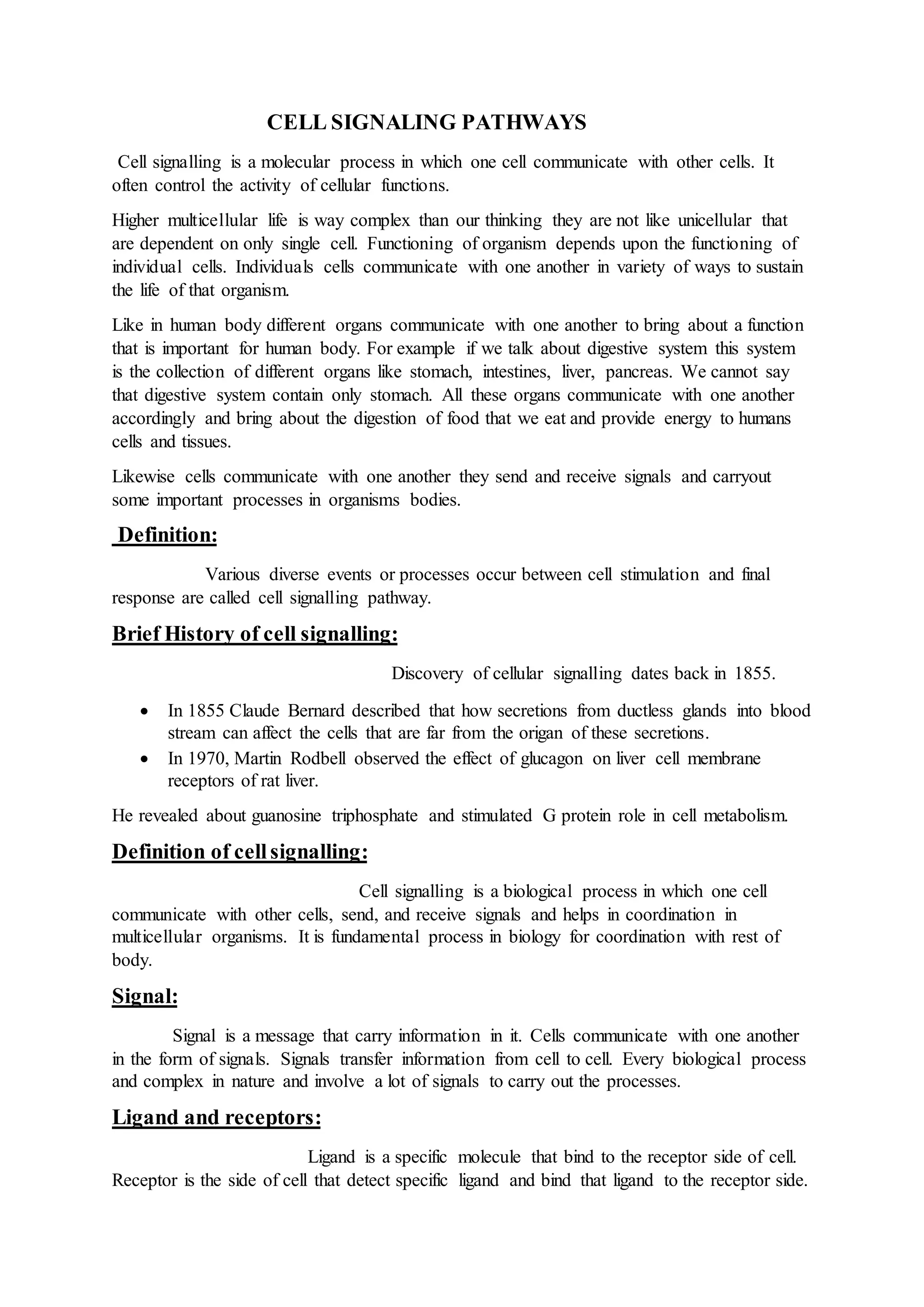 Cell signaling pathways | DOCX