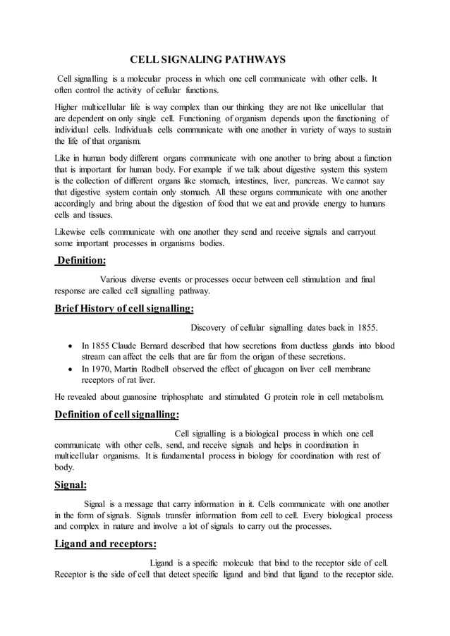Cell signaling pathways | DOCX