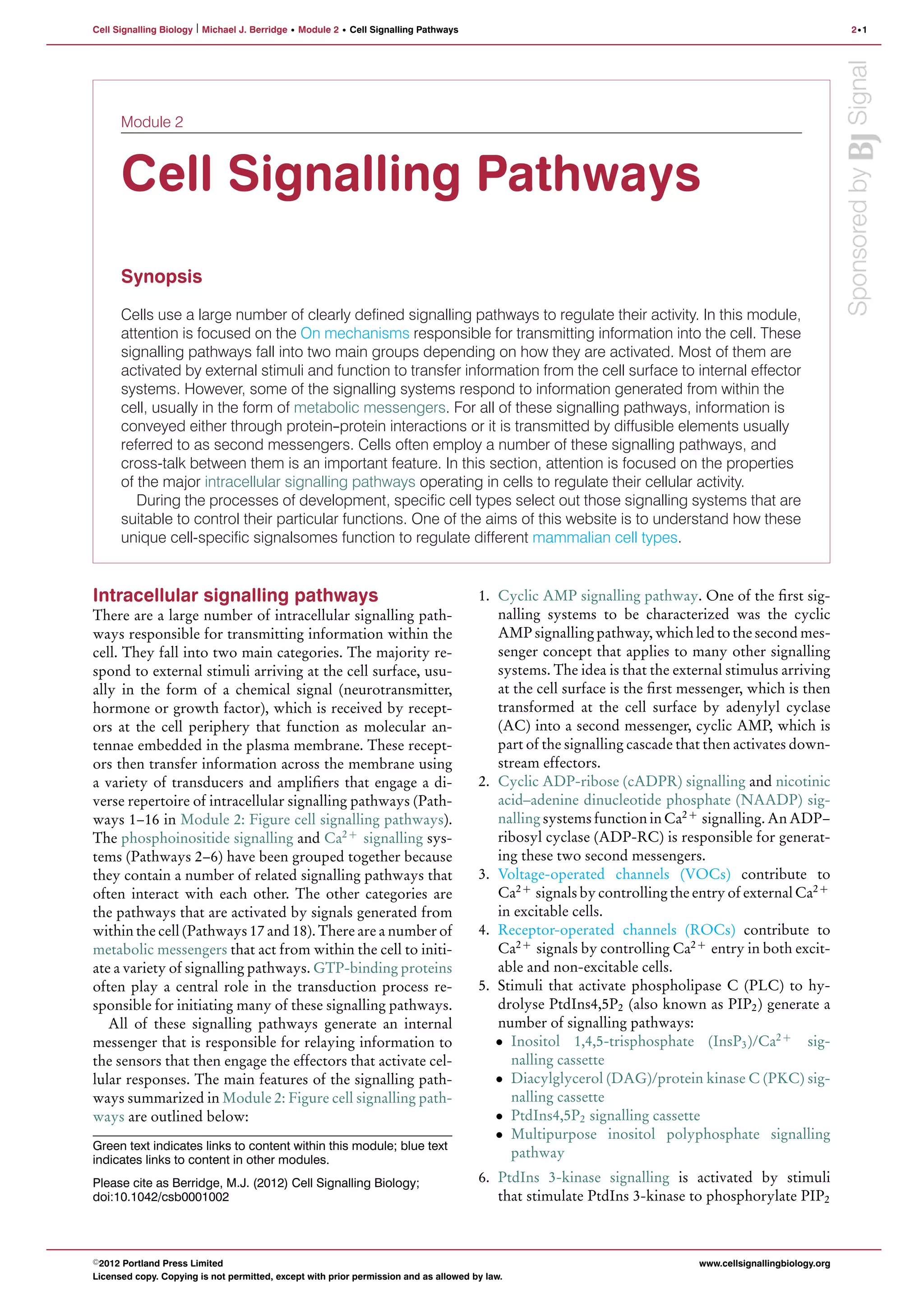 Cell signalling pathway | PDF | Endocrine and Metabolic Diseases ...