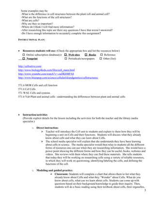 Information Literacy Lesson Plan | DOC | Biological Sciences | Science