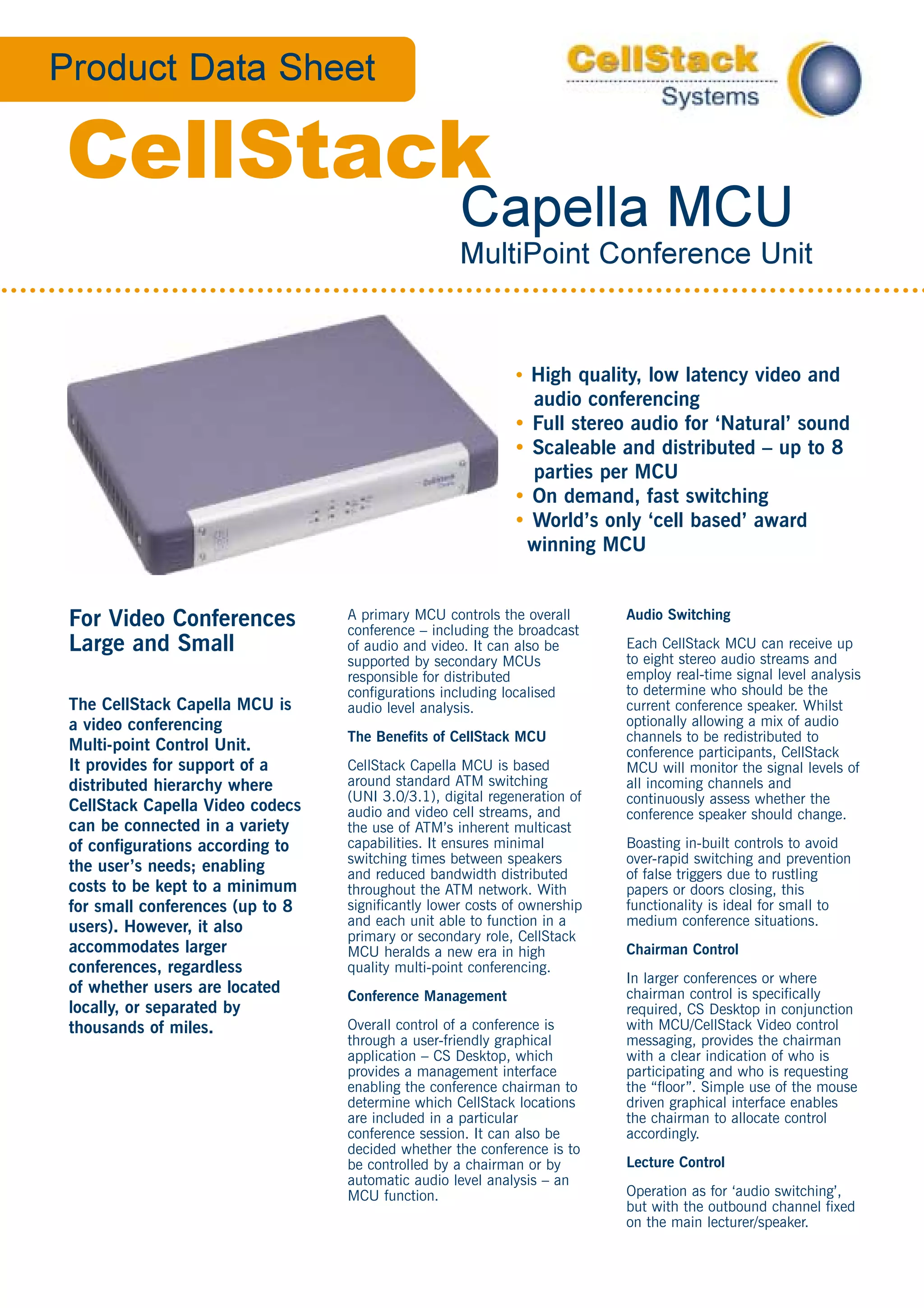 CellStack Capella MCU | PDF