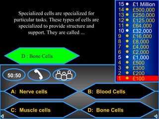 Cells Tissues And Organs Millionaire | PPT