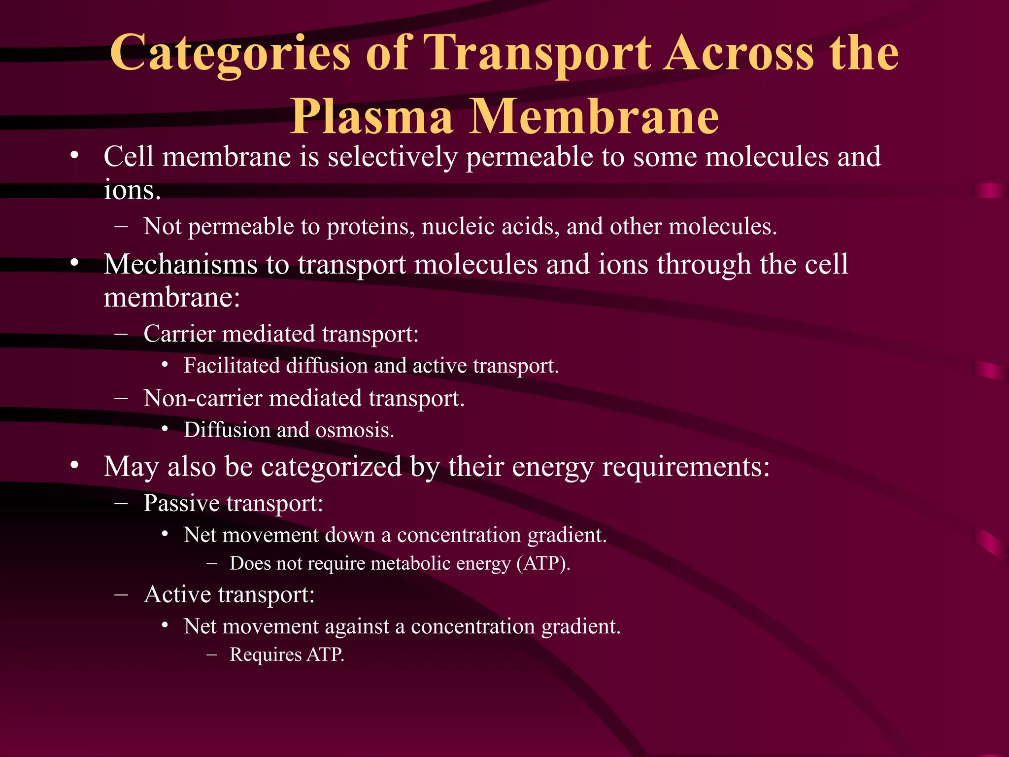 Cell Structure,FUNCTIONS,TRANSPORT,ACTIVE,PASSIVE | PPT
