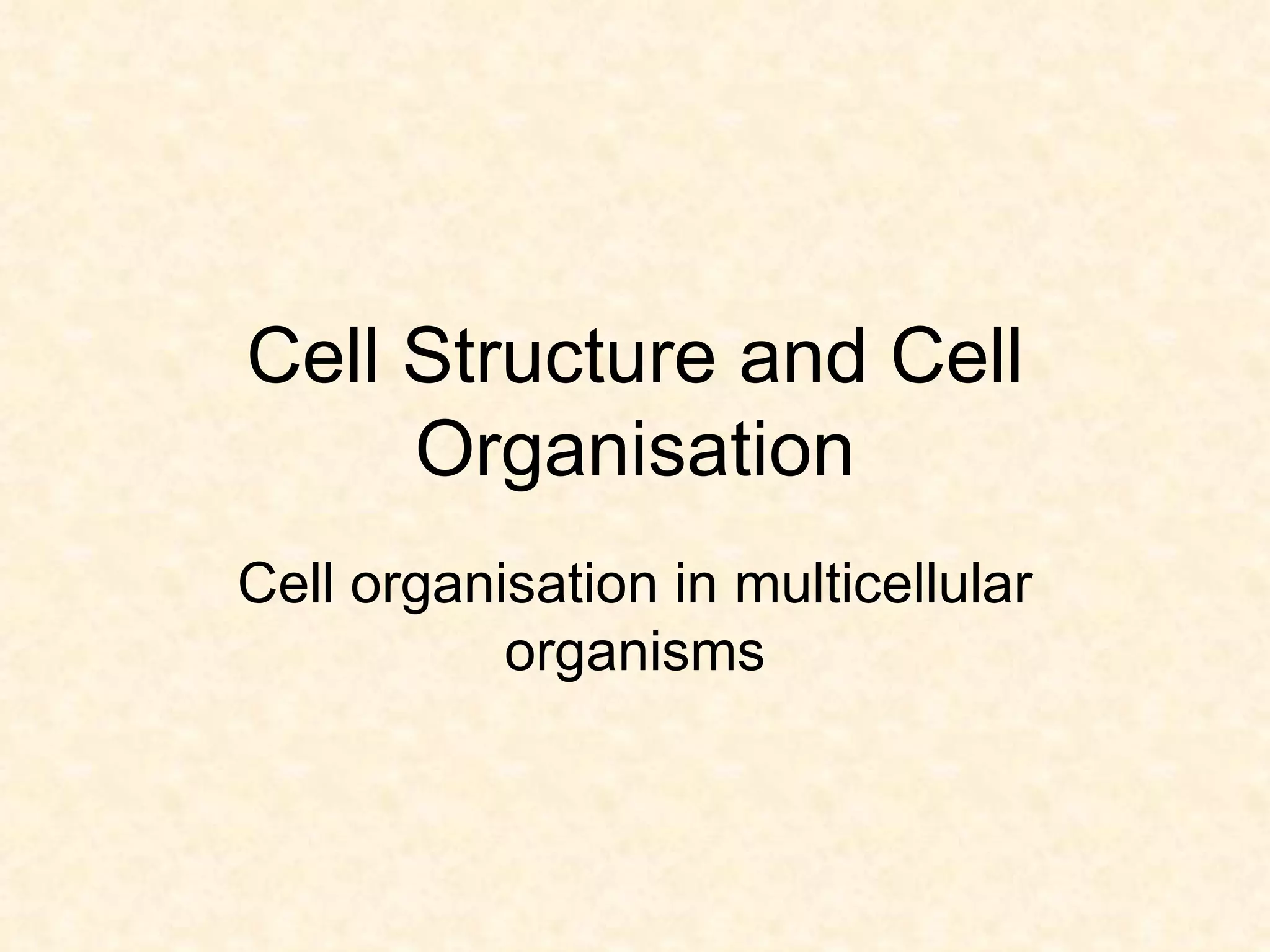 Cell structure and cell organisation | PPT