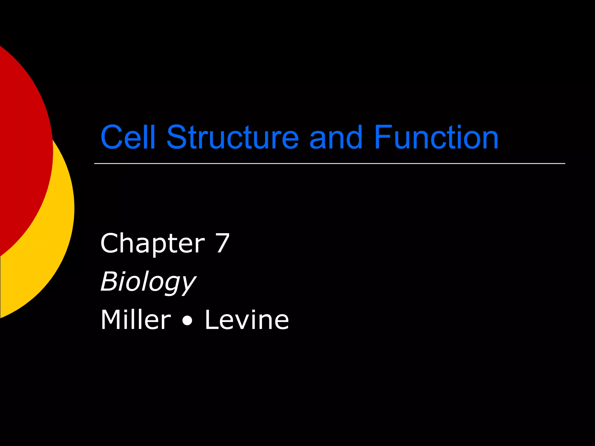 Cell structure and function (Miller and Levine Biology chapter 7) | PPT
