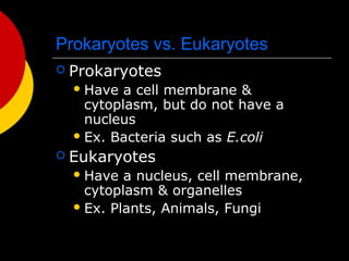 Cell structure and function (Miller and Levine Biology chapter 7) | PPT