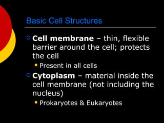 Cell structure and function (Miller and Levine Biology chapter 7) | PPT