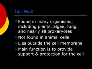 Cell structure and function (Miller and Levine Biology chapter 7) | PPT
