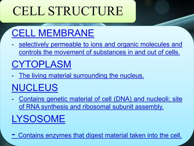 Cell structure and functions | PPTX