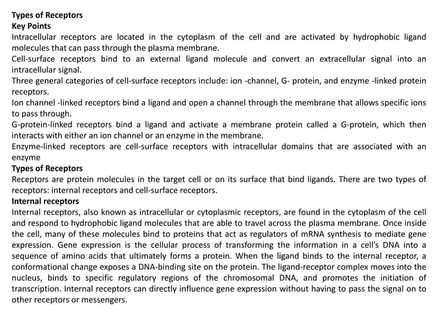 Types of receptors | PPTX | Biological Sciences | Science