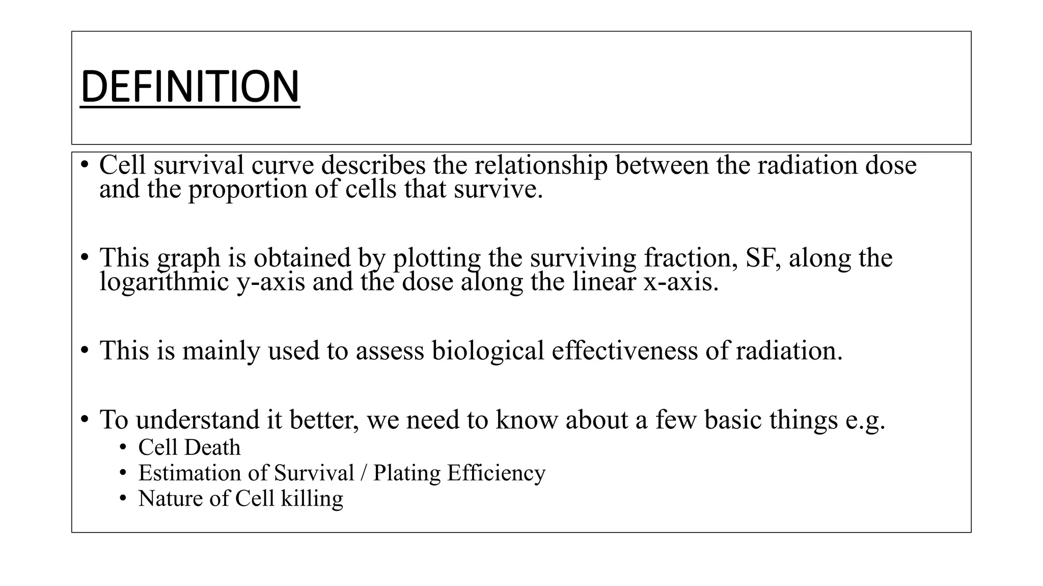 Cell survival curves | PPTX | Cancer | Diseases and Conditions