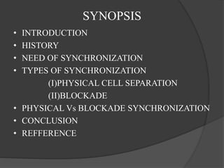 Cell synchronization, animal cell culture | PPTX