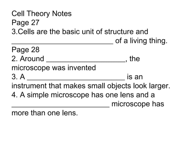 Cell Theory Blank | PPT
