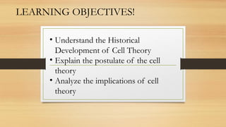 tHE Cell Theory GENERAL BIOLOGY 1ST QUARTER | PPTX