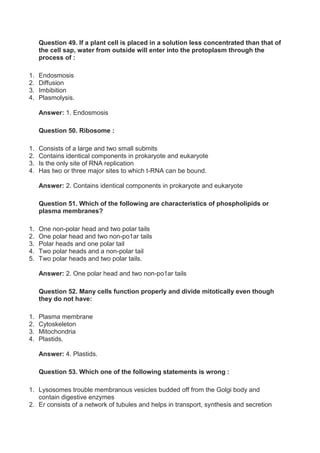Cell The Unit of Life for NEET Multiple Choice Questions.docx
