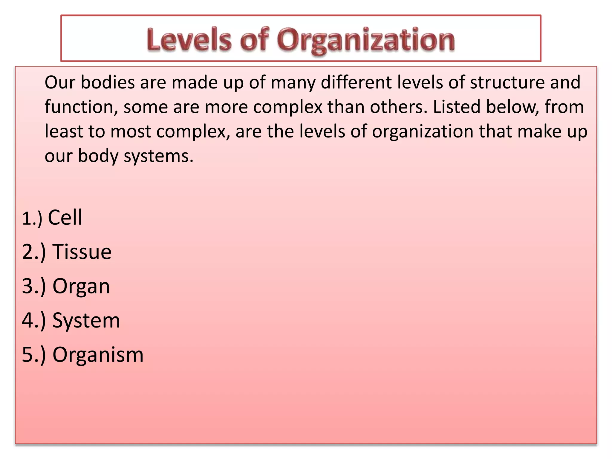 Cell, tissues, organs , systems.... | PPTX