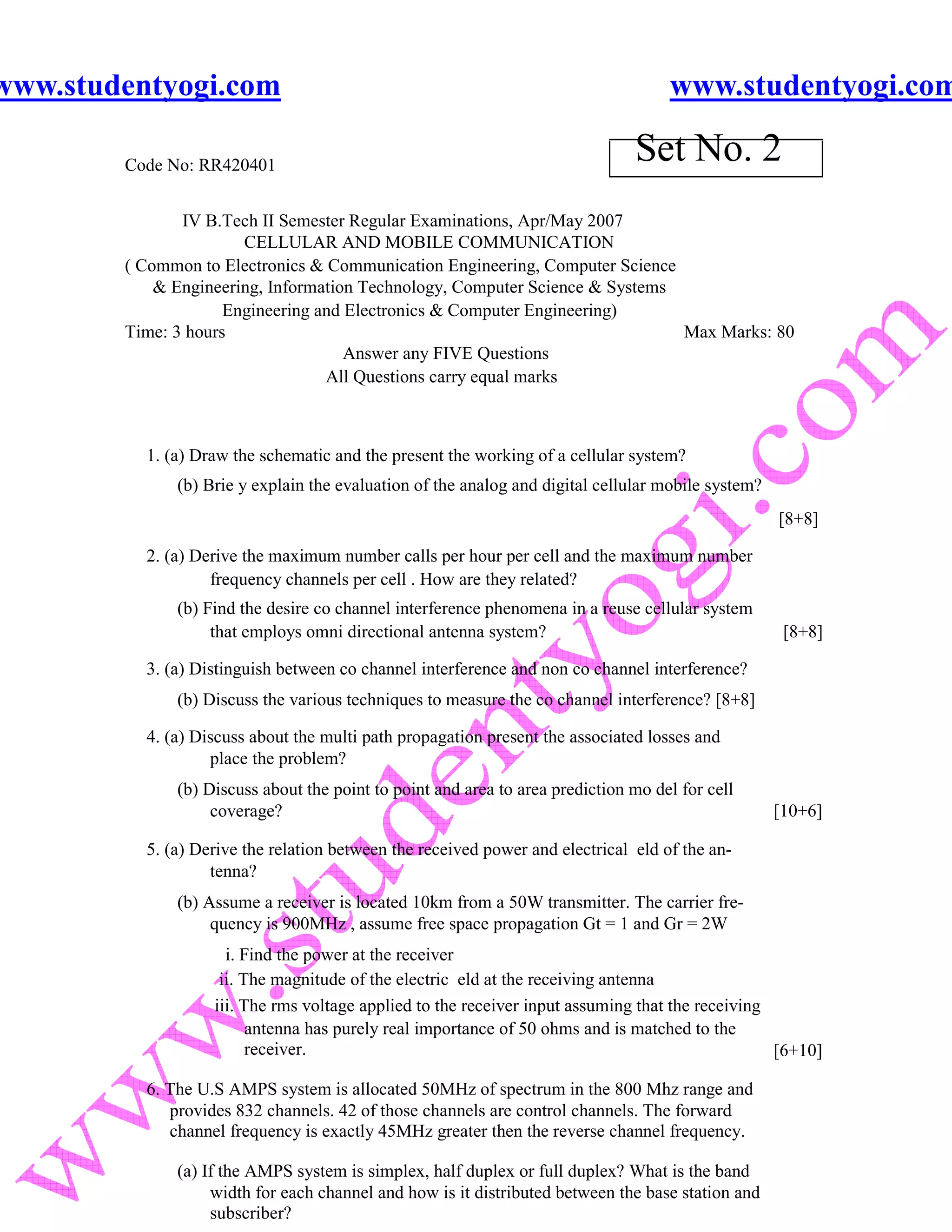 Cellular and mobile communication Jntu Model Paper{Www.Studentyogi.Com ...