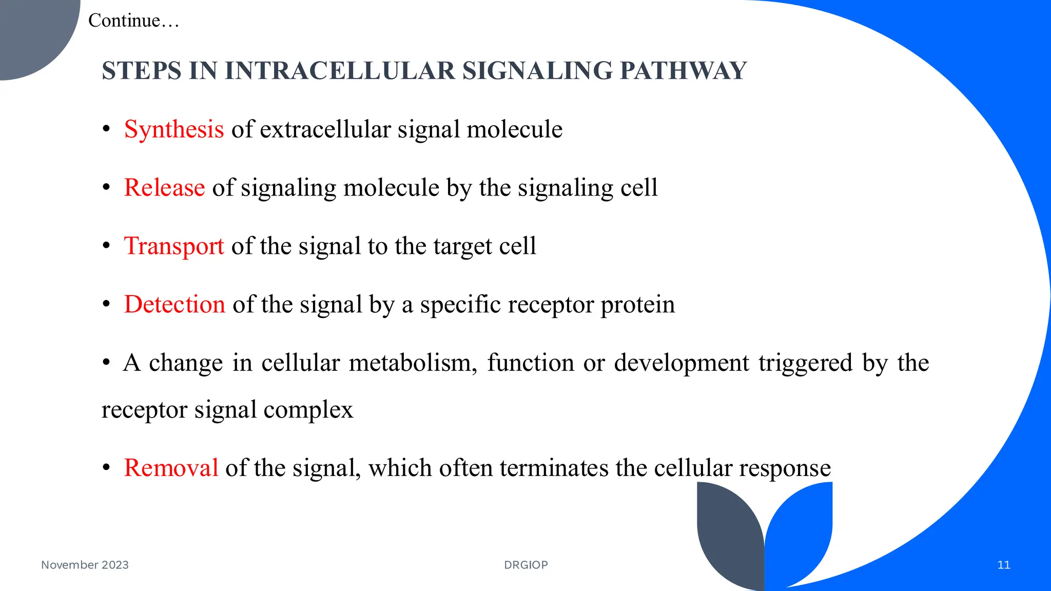 Intercellular and Intracellular Signaling Pathways, Classification of ...