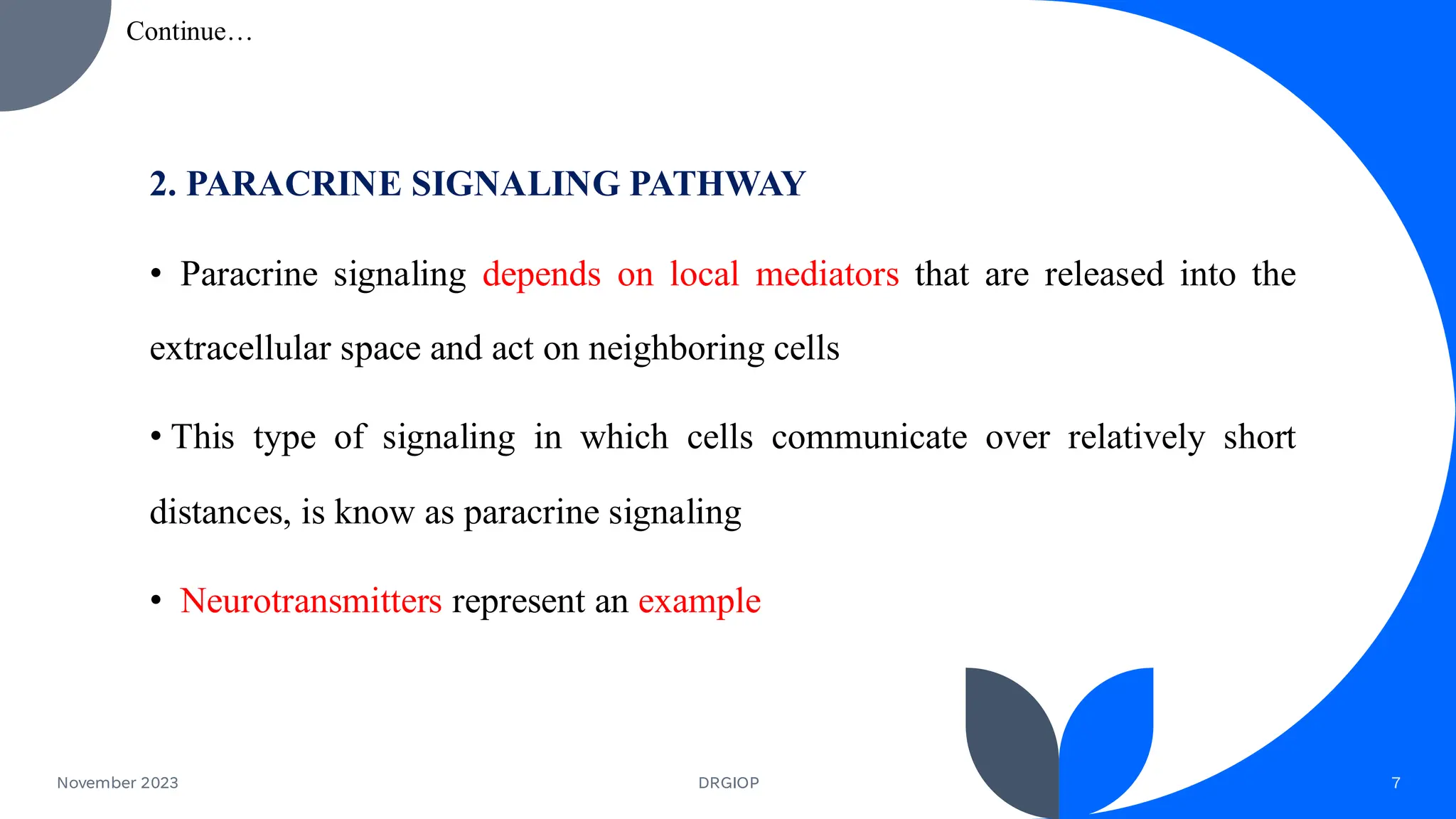 Intercellular and Intracellular Signaling Pathways, Classification of ...