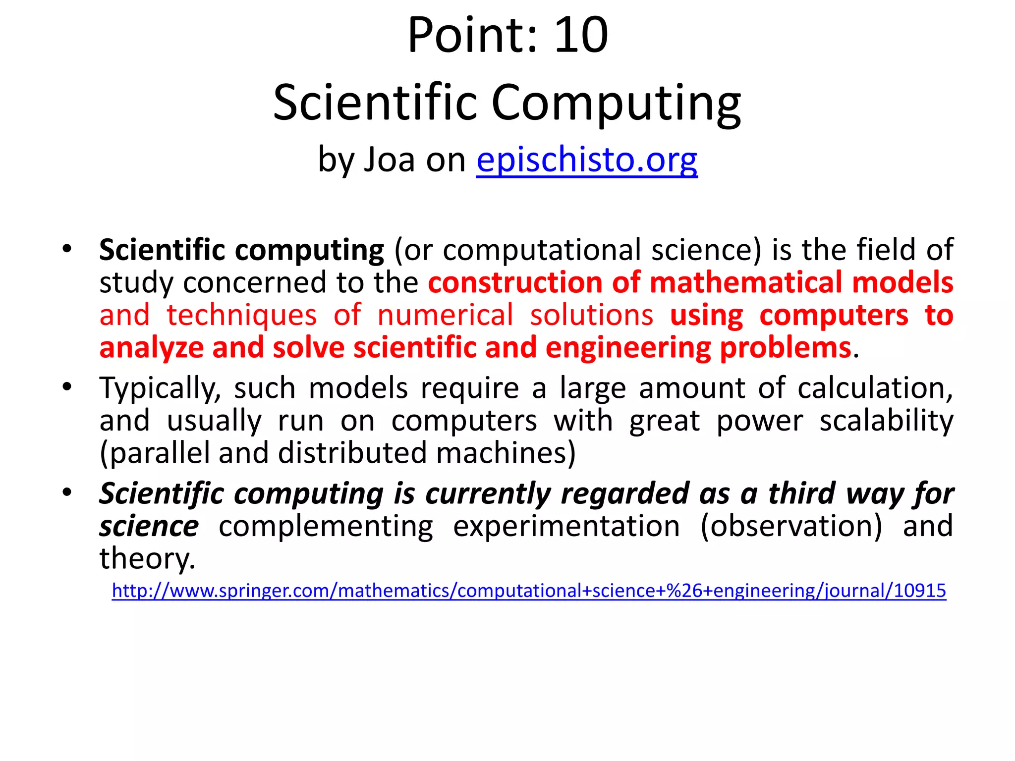 Computational Epidemiology as a scientific computing area: cellular ...